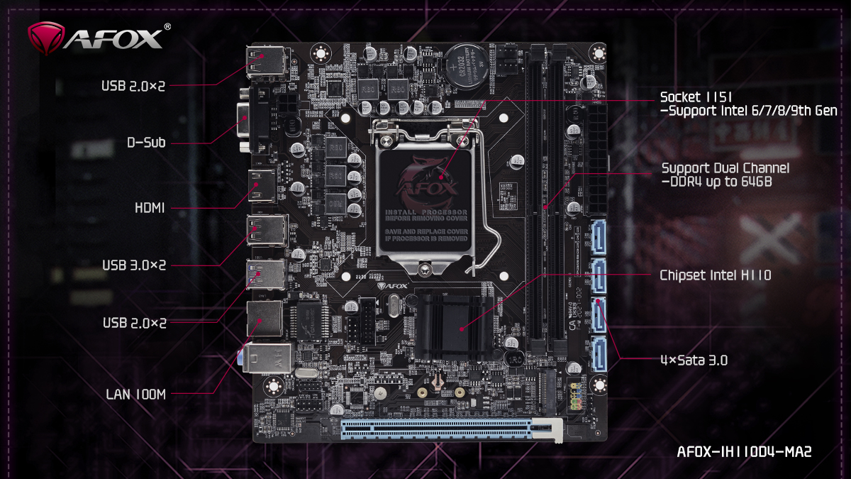 AFOX IH110D4-MA2 - INTEL LGA1151 - AFOX